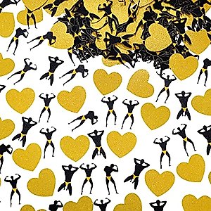 400 Pcs Male Dancers Strippers Glitter Table Confetti Stripper Pole Dancer Decorations Bachelorette Fiesta Party Confetti Black and Gold Glitter Fiesta Confetti Bridal Shower Decor for Party Favors