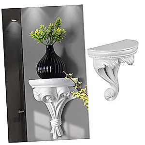 Cabilock Household All Holder Decorative Rack Living Pot Stand Shelves Art Room White Display Kitchen for Resin Baroque Wall-Mounted Retro Bookshelf Style Wall Flower Decoration Bracket