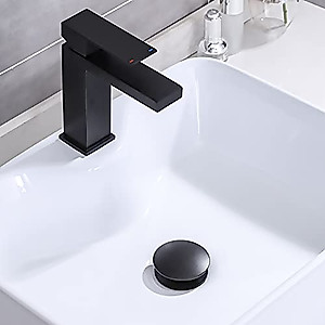 KES Bathroom Sink Drain Without Overflow Sink Drain Stopper Matt Black Pop Up Drain, All Metal Rustproof Brass and 304 Stainless Steel, S2008D-BK