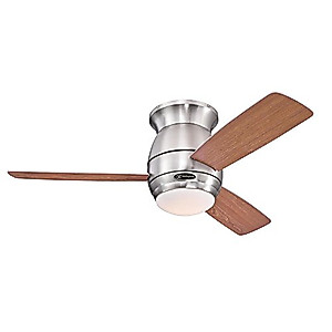 Westinghouse 7217900 Halley 44-Inch Brushed Nickel Indoor Ceiling Fan, LED Light Kit with Frosted Opal Glass, Remote Control Included