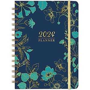 2024 Planner - Planner 2024, Jan.2024 - Dec.2024, 6.4" x 8.5", 2024 Planner Weekly and Monthly, Calendar Planner with Inner Pocket, Elastic Closure, Spiral Bound