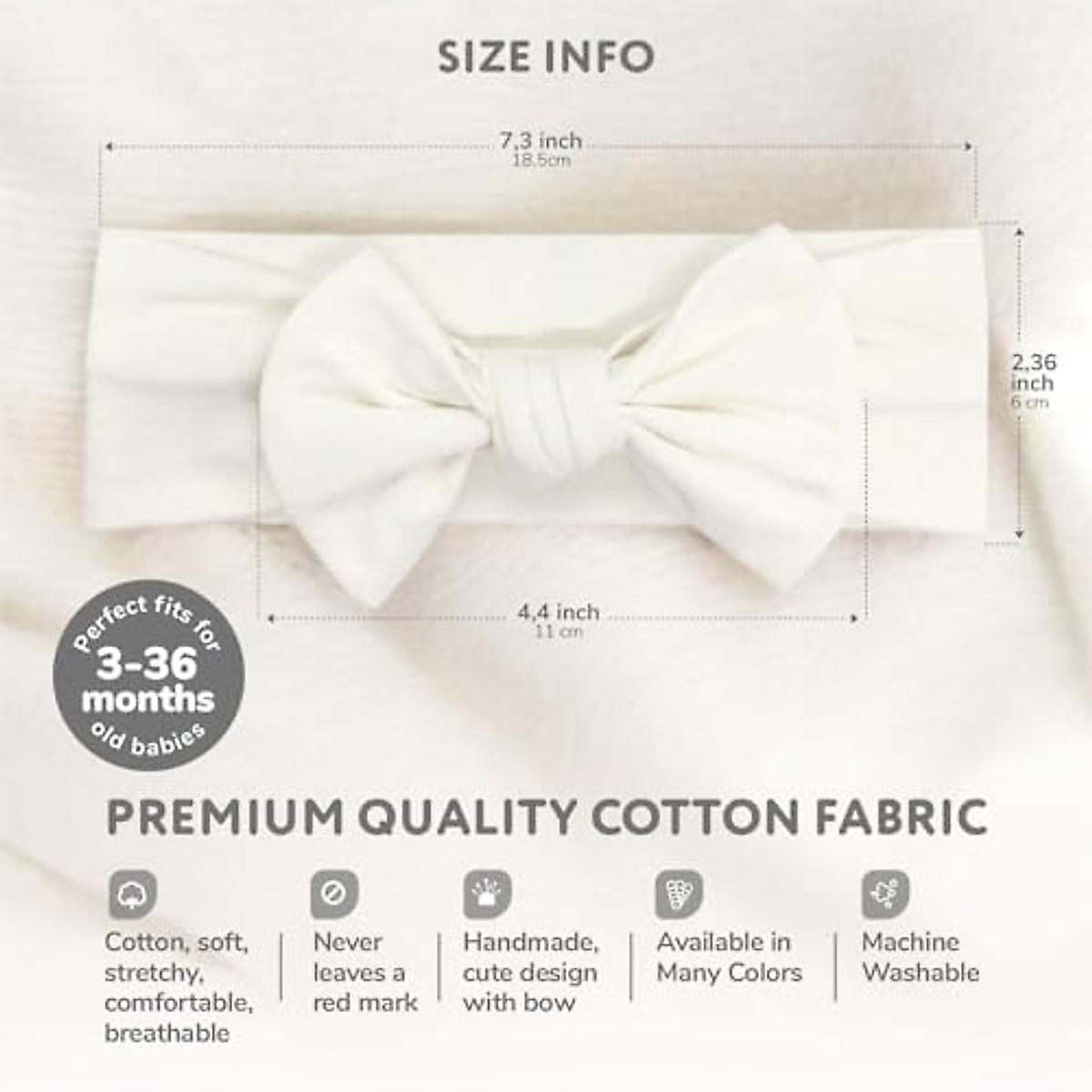 BABYGIZ Baby Girl Headbands-Infant,Toddler Cotton Handmade Hairbands with Bows Child Hair Accessories (Black, White, Gray)