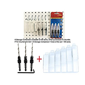 FTG USA Countersink Drill Bit Set 3 Pc #8 (11/64") Countersink Drill Bit with Tapered Drill Bits, Quick Change Hex Shank Countersink Bit, 1 Hex Wrench, Counter Sinker Drill Bit Set for Woodworking
