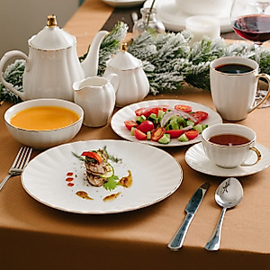 BTaT- White Coffee Mugs, Set of 6, 12oz, White Porcelain with Gold Trim Coffee Mug Set, Hot Chocolate Mugs, Ceramic Mugs, Large Mugs for Coffee, Set of Mugs, Hot Cocoa Mugs