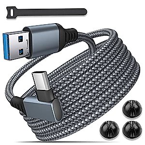 Smasener 16 FT Link Cable for Oculus/Meta Quest 2/1 and PC/Steam VR, Braided USB 3.2 A to C Compatible for Oculus Quest 2 Link Cable, High Speed PC Data Transfer, Fast Charging for VR Headset(Grey)