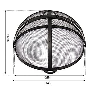 Fire Pit Spark Screen Cover Accessory Easy-Opening Outdoor Backyard Heavy-Duty Round Fire Mesh Screen Guard Hinged Door-24 Inch