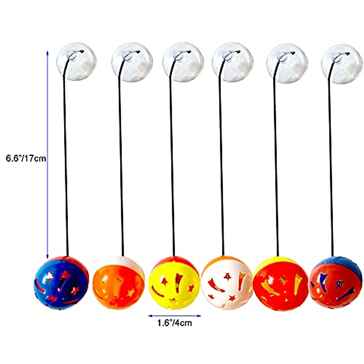 6 Pack Bearded Dragon Toy Bell Balls, Reptile Lizard Toy Balls with Suction Cups and Ropes for Bearded Dragon, Lizard, Gecko and Other Small Pet Animals