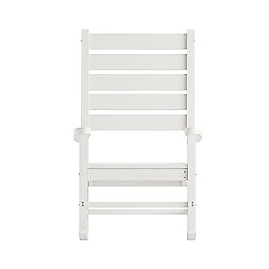 Flash Furniture Manchester Commercial Grade Outdoor Rocking Chair, All-Weather HDPE Indoor/Outdoor Rocker, White