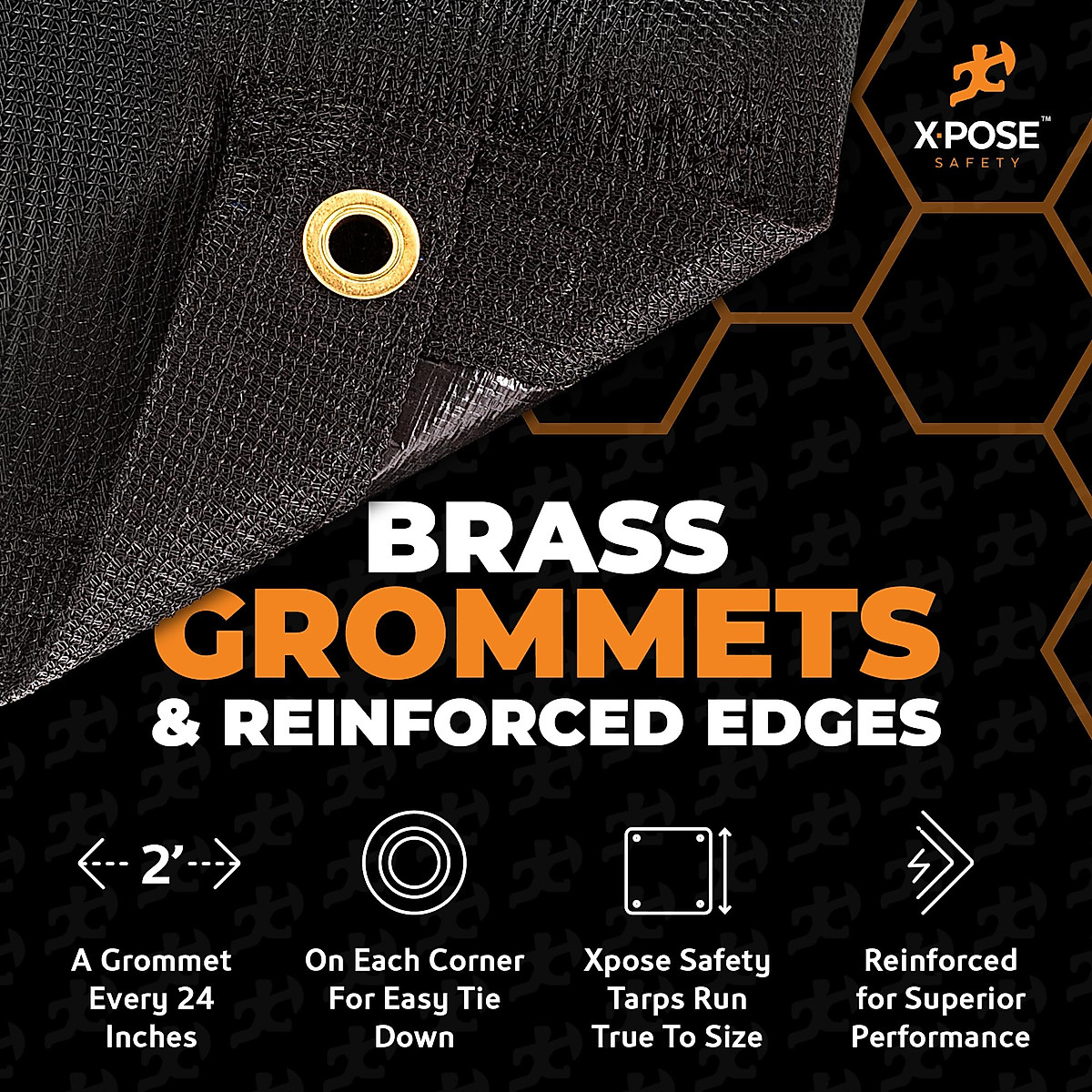 Xpose Safety Heavy Duty Mesh Tarp – 8’ x 10’ Multipurpose Black Protective Cover with Air Flow - Use for Tie Downs, Shade, Fences, Canopies, Dump Trucks – Tear Resistant