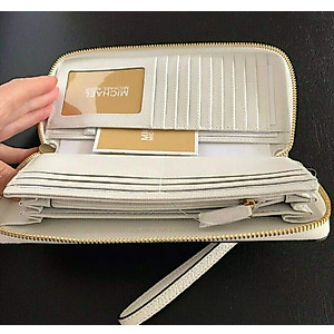 Michael Kors Jet Set Travel Large Travel Leather Continental Wallet (Light Cream)