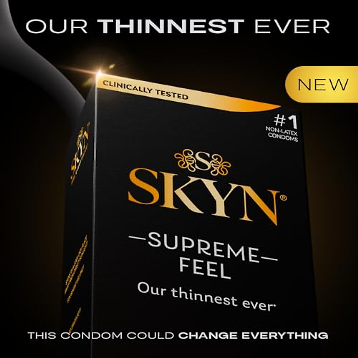SKYN Supreme Feel Non-Latex Condoms, 10 Count, Ultra-Thin & Pre-Lubricated for a Natural, Smooth Fit