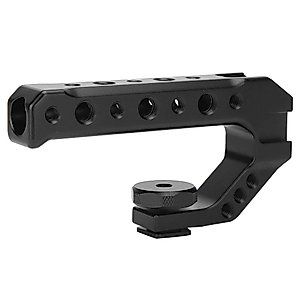EVTSCAN Camera Handle Grip with 3 Cold Shoe, Universal Video Action Stabilizing Handle Grip Camera Cold Shoe Mount Adapter, 1/4" 3/8" Holes Mount