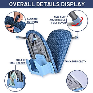 APEXCHASER Foldable Ironing Board with Iron Holder, Small Ironing Board with 2 Heat Resistant Ironing Covers, Portable Tabletop, with Non-Slip Feet for Home Travel Use