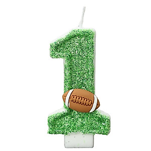 CasaPopz Football Birthday Number Candles for Cake Green Number 1 Candle 1st Football Cake Topper Cupcake Topper for Football Birthday Party Decorations Supplies Favors