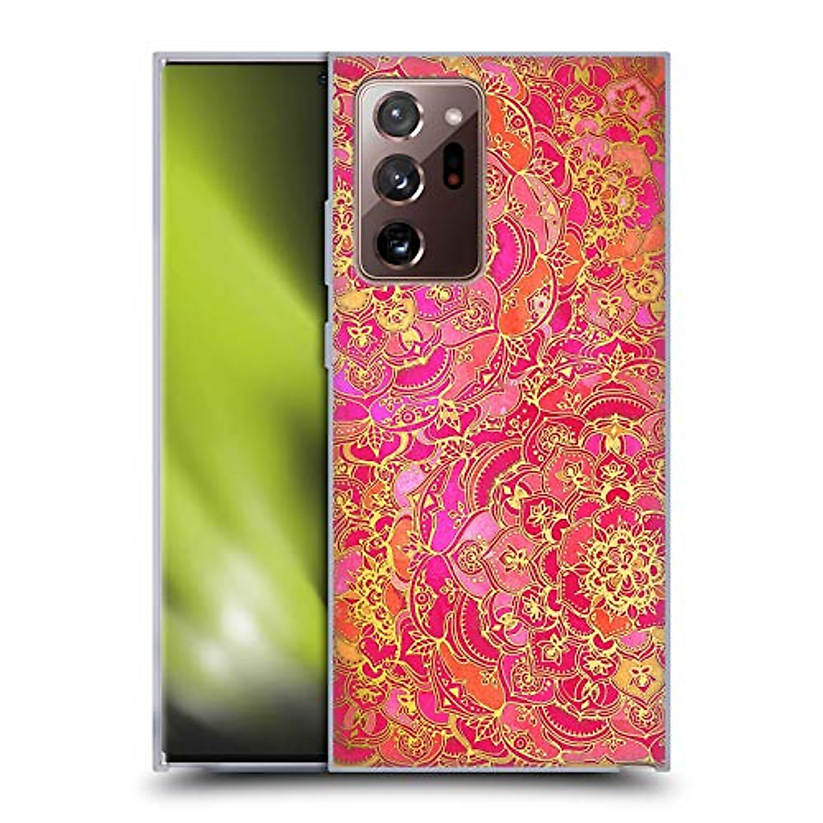 Head Case Designs Officially Licensed Micklyn Le Feuvre Hot Pink Gold and Orange Mandala Soft Gel Case Compatible with Galaxy Note20 Ultra / 5G