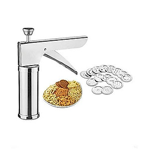 Stainless Steel Kitchen Press with 15 Different Types Sev Maker Noodles and Many More. Made in India