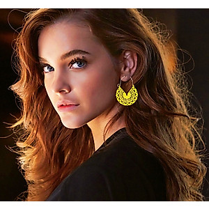 12 pairs of colorful cutout boho cutout pattern bohemia earrings for women hanging dangling fashion set boho DIY lightweight women's earrings candy color earrings