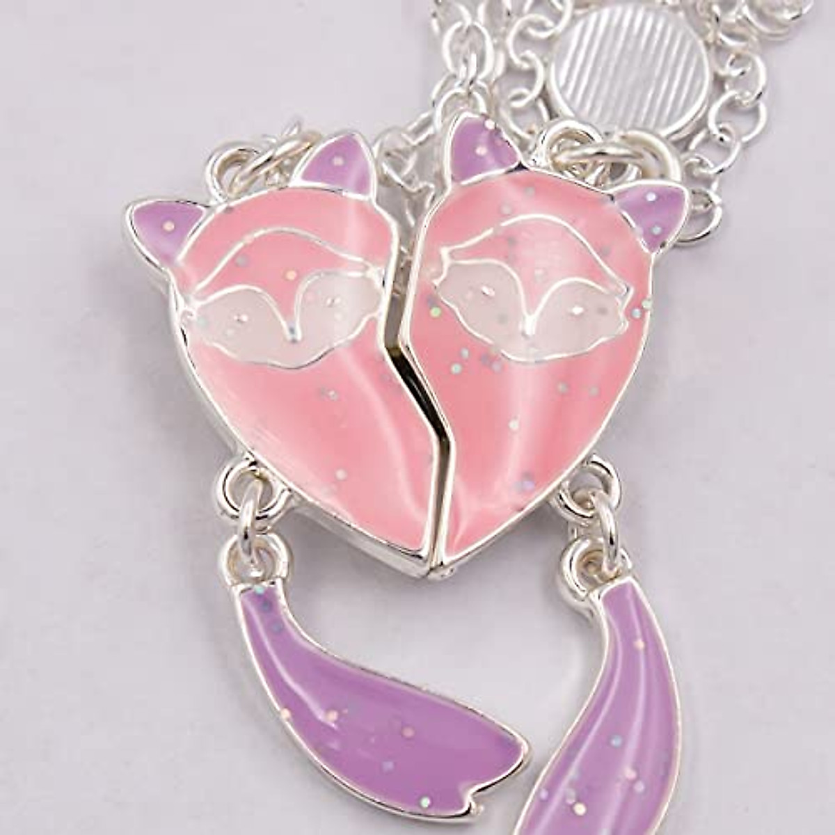 yomlry 2Pcs Best Friend Necklace Heart Pendant BFF Gifts Necklace Fox Charm Friendship Jewelry for Girls purple