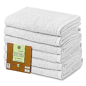 Cotton Bath Towels Set White 22" x 44" Pack of 6 Ultra Soft 100% Cotton Bath Towel White Highly Absorbent Daily Usage Bath Towel Ideal for Pool Home Gym Spa Hotel