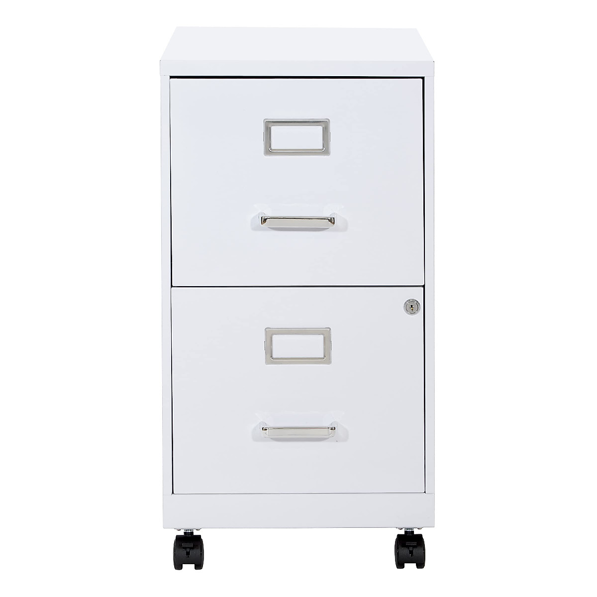 OSP Home Furnishings 2 Drawer Mobile Locking Metal File Cabinet, White