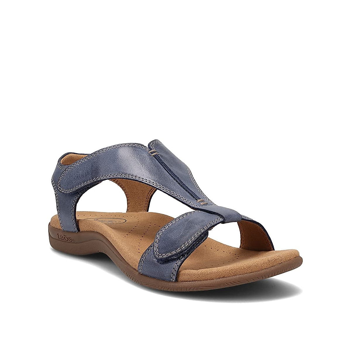 Taos The Show Premium Leather Women's Sandal - Experience Everyday Style, Comfort, Arch Support, Cooling Gel Padding and an Adjustable Fit for Exceptional Walking Comfort Dark Blue 8 (M) US