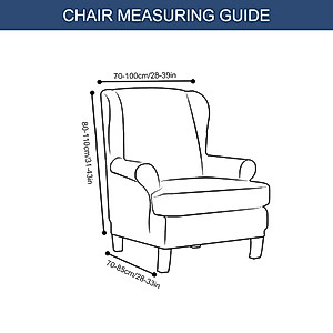 HAOYONG Wing Chair Slipcovers Printed Wingback Chair Covers 2 Pieces Wingback Armchair Slipcover Stretch Chair Slip Covers Washable Armchair Protector Cover for Living Room and Bedroom