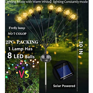Merkia Solar Powered Garden Firefly Lights, New Upgraded 16LED Swaying Solar Lights Waterproof, Two Luminous Modes Solar Outdoor Lights, Yard Patio Pathway Decoration
