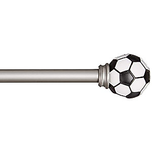 Amazon Basics Decorative 5/8" Curtain Rod with Soccer Ball Finials, 48"-86"