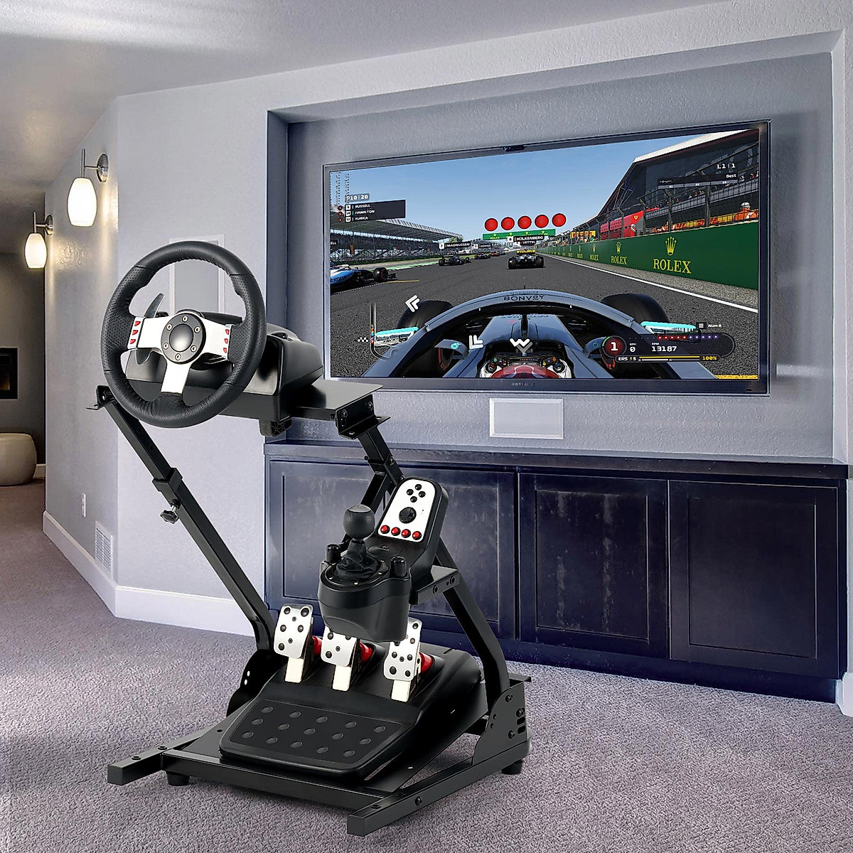 CO-Z Foldable Racing Steering Wheel Stand, Height Adjustable Plus Gearshift Mount Compatible with Logitech G920 G27 G25 G29 Racing Wheel and Pedal, Thrustmaster T80 T150 TX F430 Gaming Wheel Stand