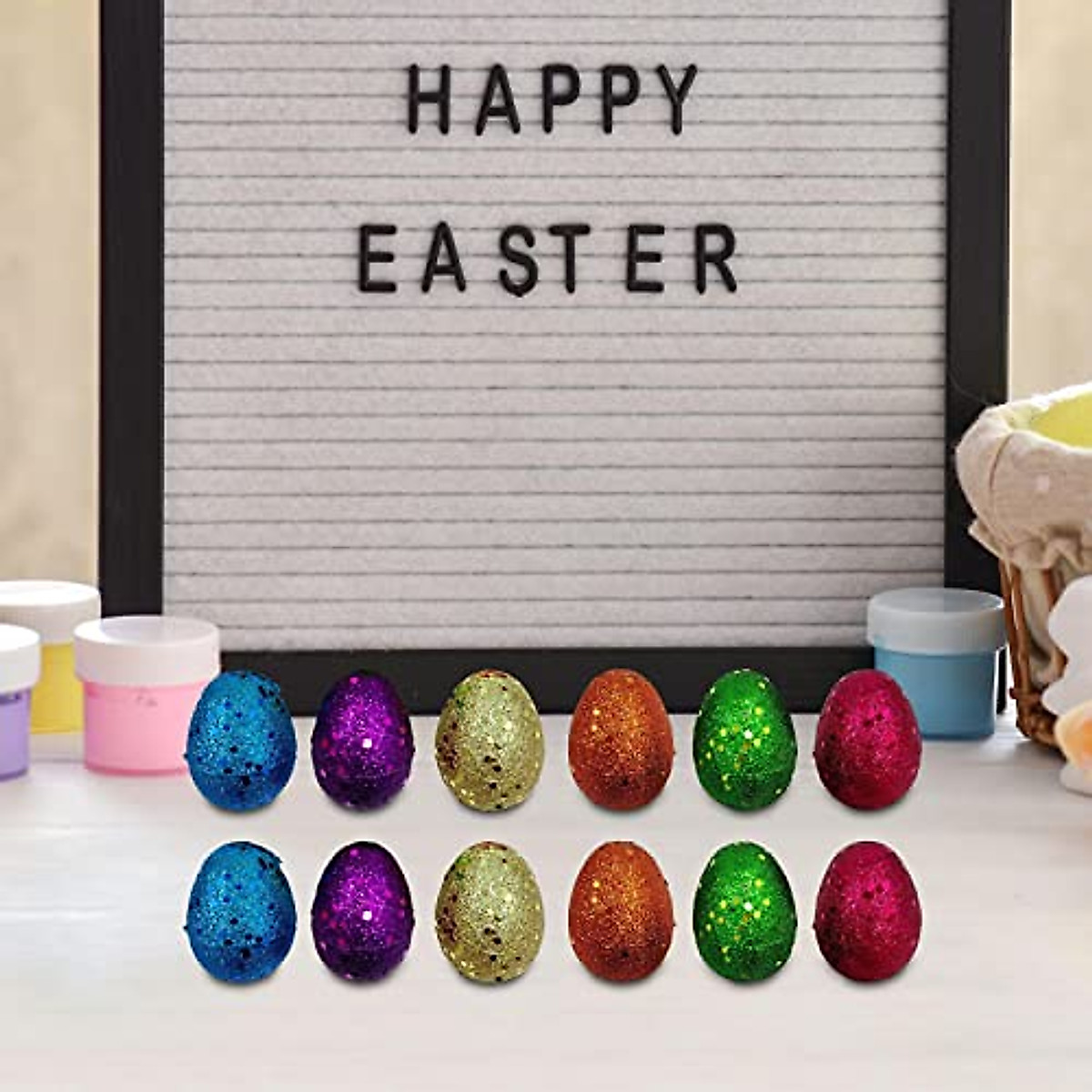 Esquirla 12Pcs Fillable Easter Eggs Toys Filling Basket Stuffers Fillable Surprise Eggs for Classroom Prize Boys Girls Party Supplies, Glitter