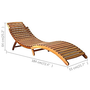 YEZIYIYFOB Sun Lounger with Footrest Outdoor Garden Chair Patio Chaise Lounge Recliner Sunbed Folding Deck Chair Weather Resistant Foldable Solid Acacia Wood Brown 72.4" x 21.7" x 25.2"