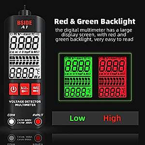BSIDE Voltage Tester 3-Results Display Non-Contact Voltage Detector Pen, Integrated Multimeter, Dual Range AC 6V-1000V/90V-1000V Electrical Sensor V-Alert Live Wire Tester