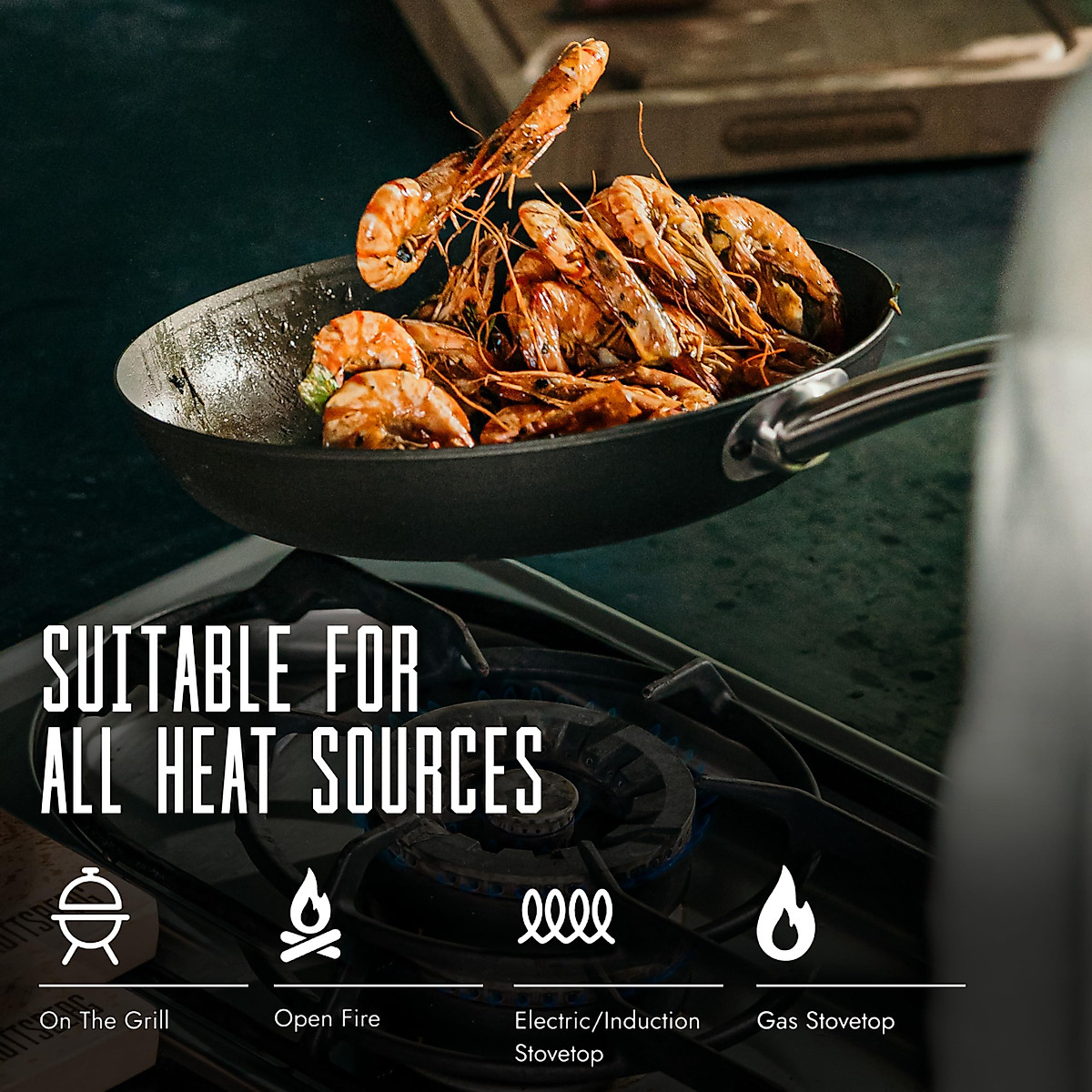 Skottsberg Carbon Steel Frying Pan, Pre-Seasoned (11" Wide) – Natural Non-Stick Layer, Suitable for All Heatsources, Safe with Metal Utensils