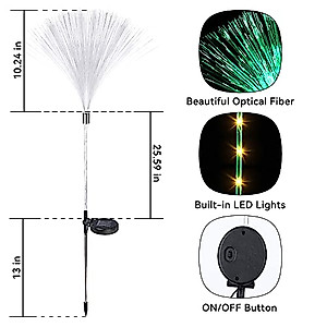 ODEETRONIC Solar Garden Lights Outdoor, 7 Color Changing Solar Powered Optical Fiber Lights, Waterproof Solar Flower Lights, Landscape Solar Stake Lights for Yard Pathway Patio Lawn Decor, 4 Pack