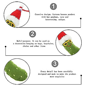 ABOOFAN Felt Banana Ornament Cartoon Fruit Hanging Decoration Creative Decorative Food Pendant Decorative Stuffed Animal Doll with Knit Santa Hat Charm for Car Xmas Tree C