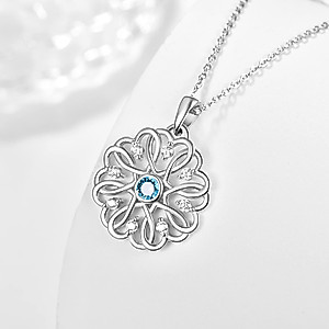 TANGPOET March Birthstone Necklace Sterling Silver Heart Pendant Necklace Infinity Heart Jewelry Birthday Gifts for Women Mom Wife Sister