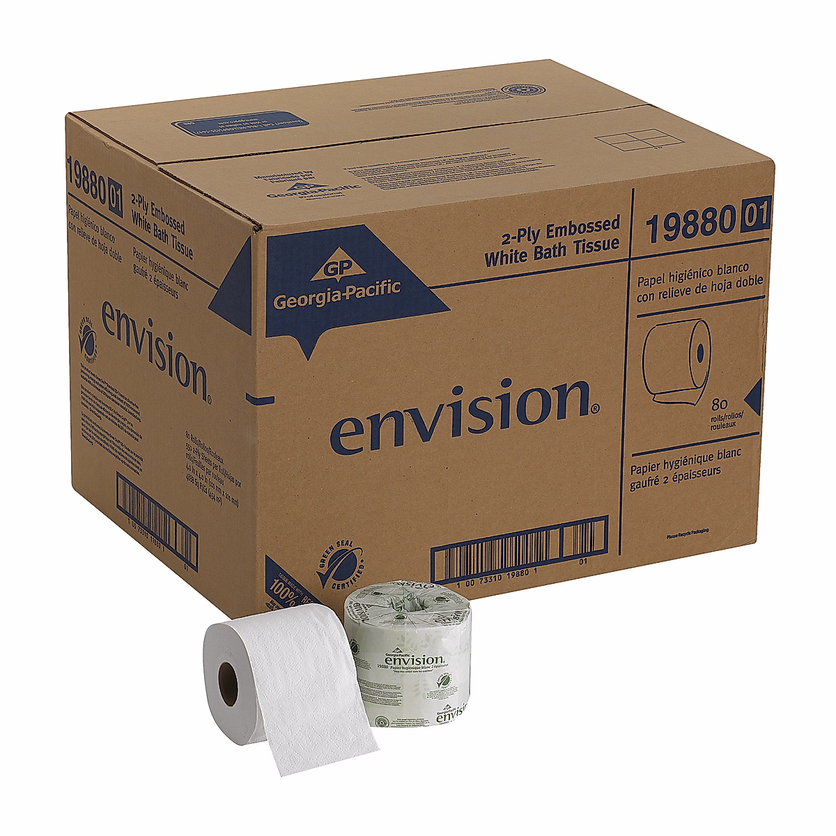 Envision 1988001 Bathroom Tissue, 550 Sheets/roll, 80 Rolls/Carton