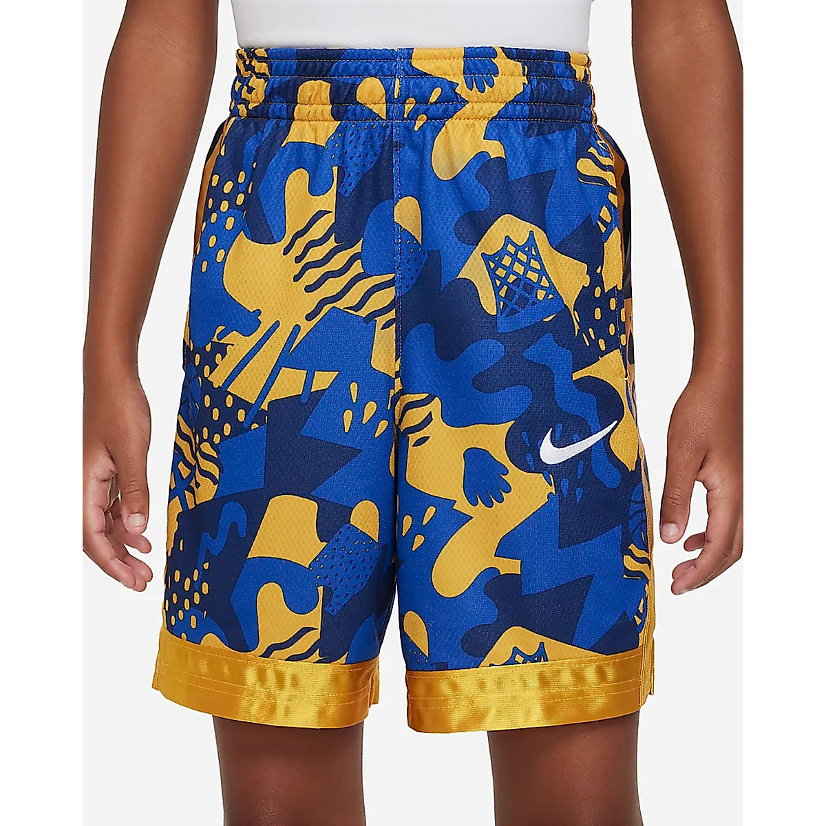 Nike Big Boys' Dri-FIT Elite Basketball Shorts (Large, Game Royal/Yellow Ochre/White)