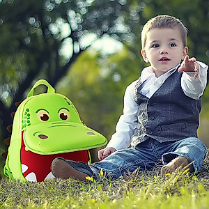 yisibo Dinosaur Backpack Toddler Backpack for Boys Girls Waterproof Preschool Travel Kids Bookbag Backpack for 2-7 Years(Green)