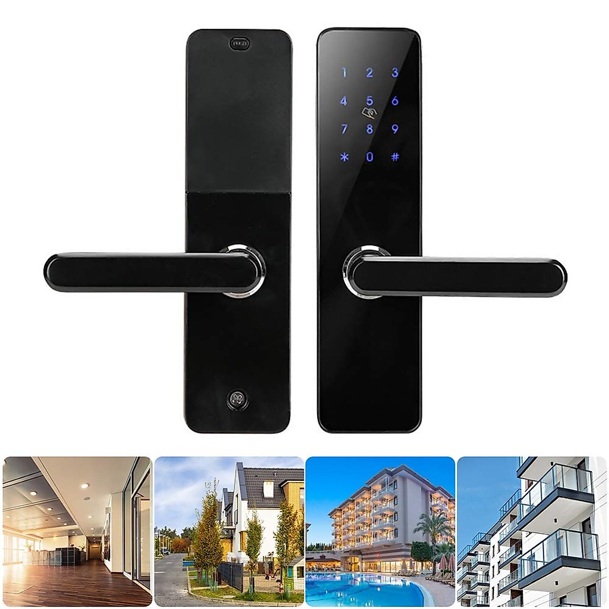 4in1 Keyless Entry Smart Door Lock, Digital Smart Door Lock APP Cards Password Keypad for Amazon for Google Home Voice Control
