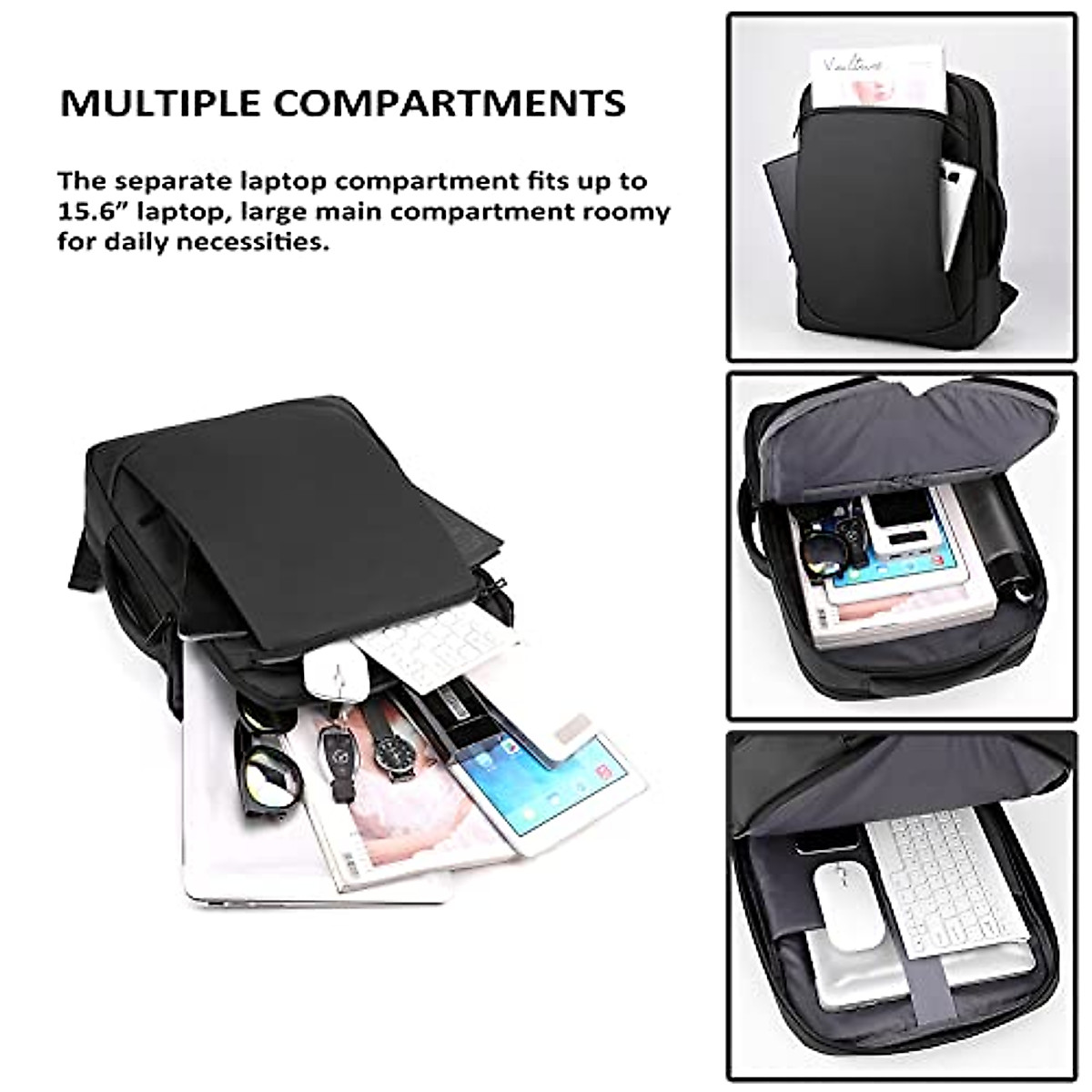 Womleys Laptop Backpack, 15.6 Inch Water Resistant Travel Business Backpack for Men Women,College School Bookbags Daypack (2#Black)