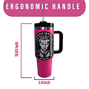 Tumbler With Lid & Straw - 40oz Insulated Tumbler with Messi Print, Modern Stainless Steel Travel Mug for Coffee & Water, Reusable & Leak Proof Cup for Hot & Cold Drinks, Cup Holder Friendly