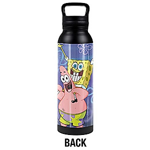 Spongebob OFFICIAL Spongebob And Patrick Cropped 24 oz Insulated Canteen Water Bottle, Leak Resistant, Vacuum Insulated Stainless Steel with Loop Cap