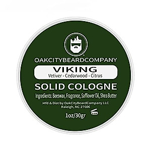 Oak City Beard Company - Viking - Solid Cologne - 1 Ounce - Vetiver - Cedarwood - Citrus Notes