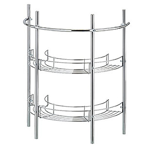 MyGift Under-The-Sink Bathroom Quality Pedestal Storage Rack with 2 Shelves & Hand Towel Bar, Chrome Plated