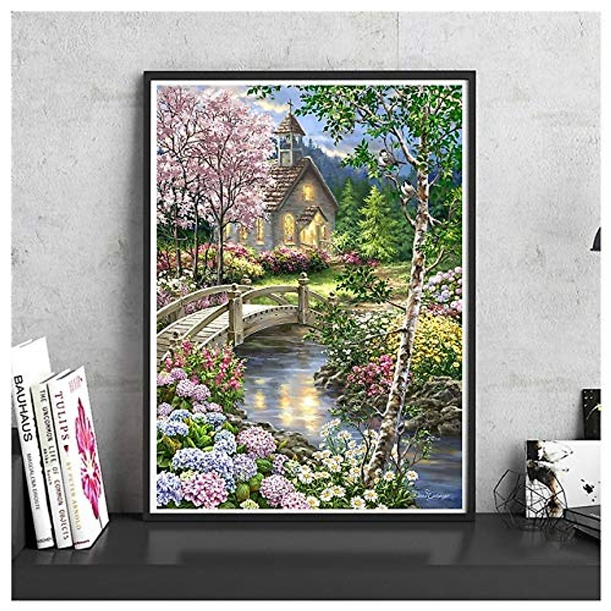 DIY Paint by Numbers Canvas Painting Kit for Kids & Adults, 16" x 20" Drawing Paintwork with 3 Paintbrushes Acrylic Paints - Village in The Night