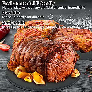 LANIAKEA 3PCS Slate Cheese Board 12 Inch Round Slate Board with Chalk, Slate Charcuterie Boards for Serving Cheese, Sushi, Appetizers, and More (Black)