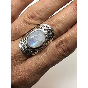 Koral Jewelry Moonstone Tribal Vintage Lace Ring 925 Sterling Silver Gipsy Boho Chic (7)