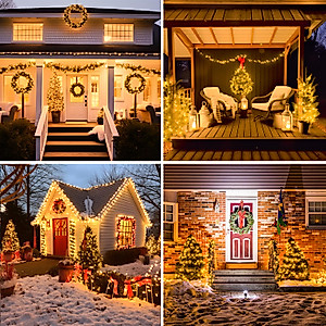 JMEXSUSS 66ft 200 LED Outdoor Christmas Lights, Warm White Christmas Tree Lights Plug in, 8 Modes Christmas String Lights for Outside Tree Bedroom Wedding Party Indoor Ceiling Home Decorations