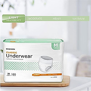 McKesson Classic Underwear, Incontinence, Light Absorbency, Medium, 80 Count